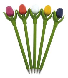 Set of 5 colored wooden tulip pens buy at Hollandwinkel.NL