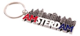 Keychain "Amsterdam Red/White/Blue Canal Houses" buy at Hollandwinkel.NL