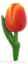 Magneet Houten Tulp Rood/Geel, 8 cm kopen bij HollandWinkel.NL