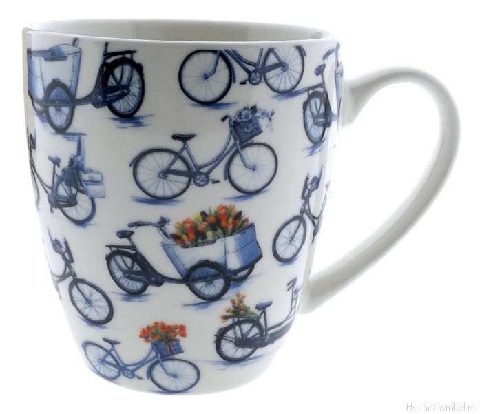 Mok Delfts blauw gekleurde fietsen, klein kopen bij HollandWinkel.NL