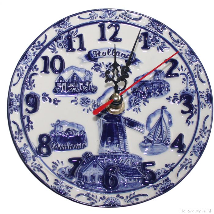Delft blue clock Holland, 20cm buy at Hollandwinkel.NL