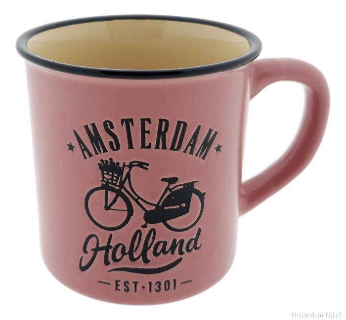 Mok "Amsterdam Fiets Roze " in Cadeaudoosje kopen bij HollandWinkel.NL