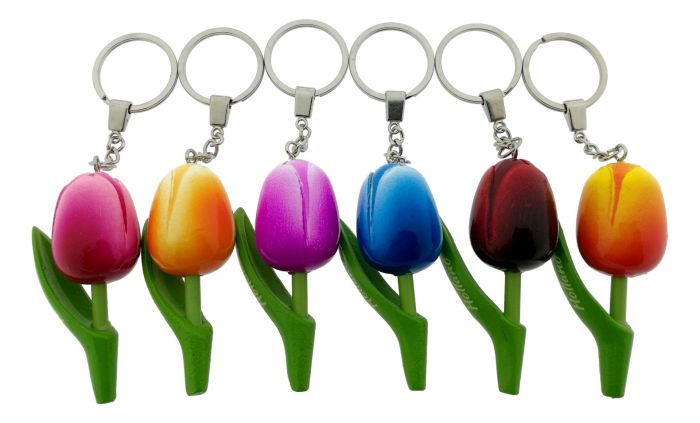 Gift Keychains Set 6 Wooden Tulip, 8 cm buy at Hollandwinkel.NL